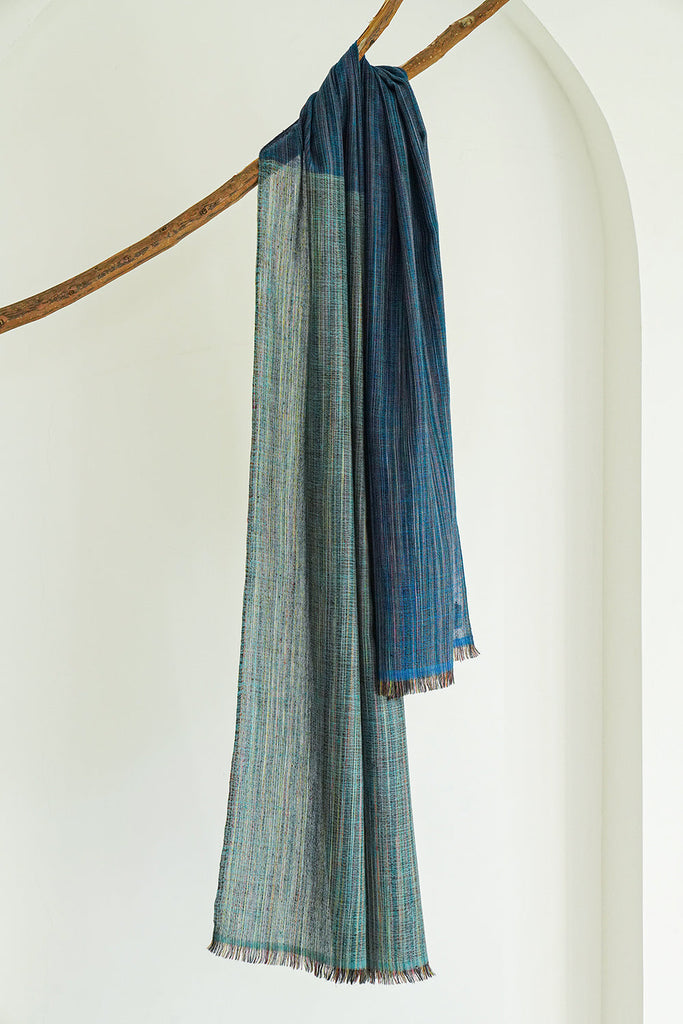 Handwoven Cashmere Ikat Stripes Large Scarf | Kashmir Loom
