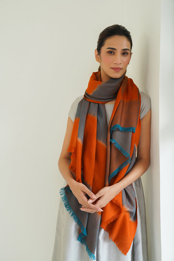 Handwoven Cashmere Ikat Shawl | Kashmir Loom