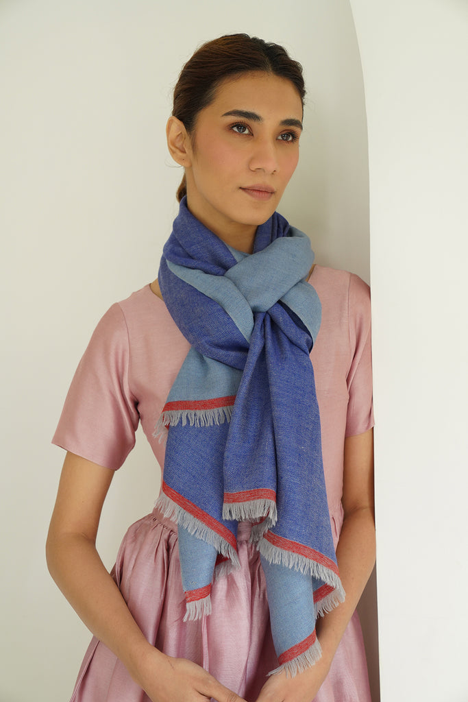 Handwoven Cashmere Double Side Stole | Kashmir Loom
