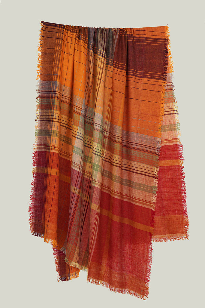 Handwoven Cashmere Stripes Shawl | Kashmir Loom