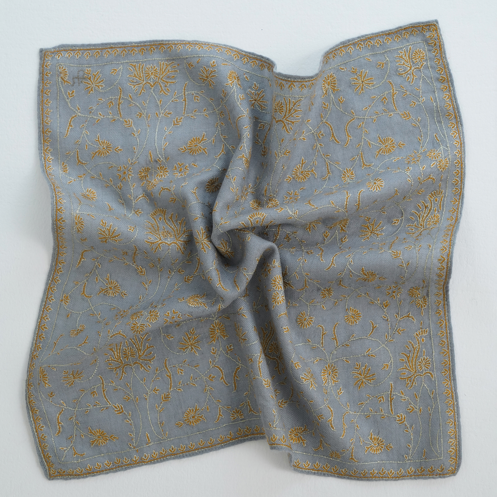 Hand Embroidered Pashmina Pocket Square | Kashmir Loom