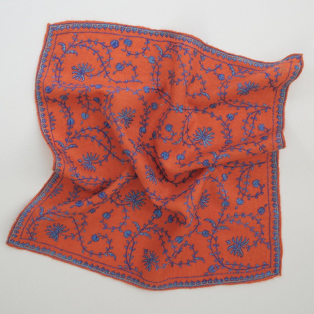 Hand Embroidered Pashmina Pocket Square | Kashmir Loom