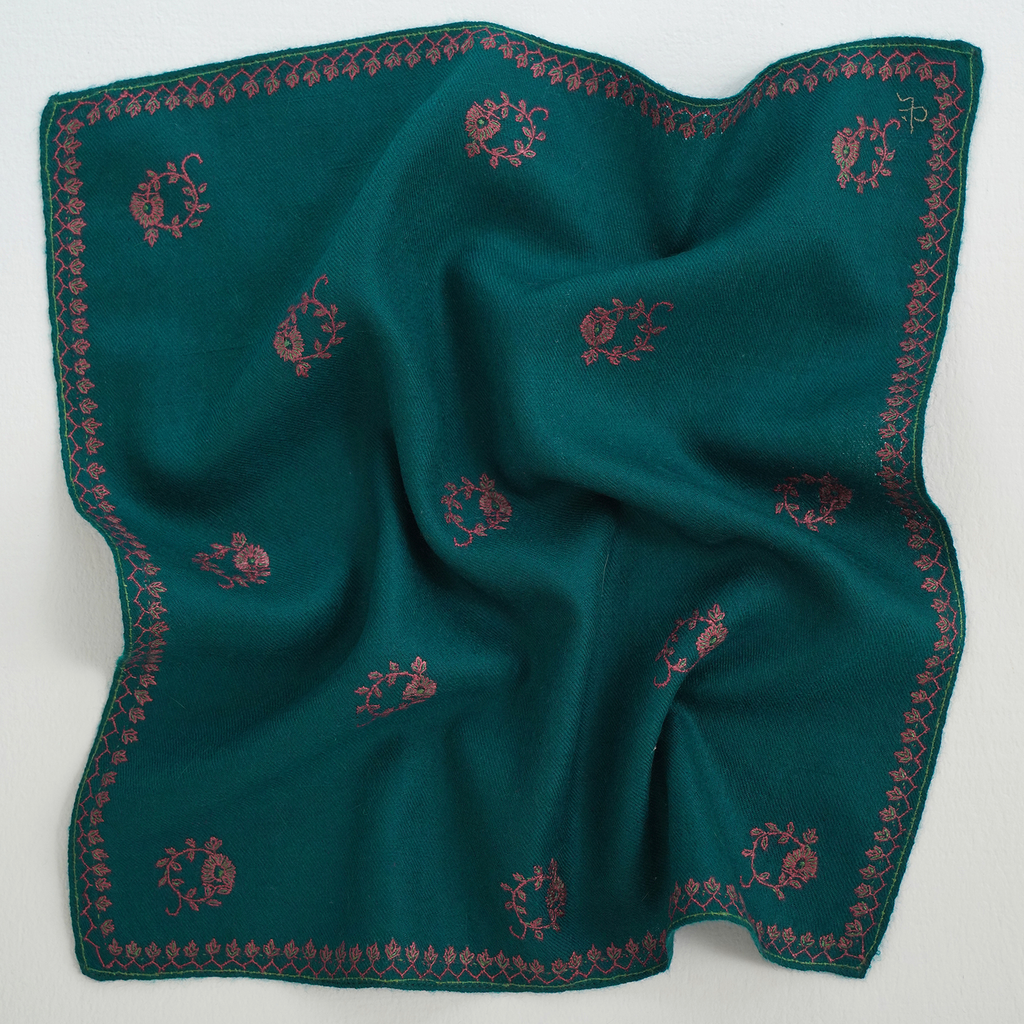 Hand Embroidered Pashmina Pocket Square | Kashmir Loom