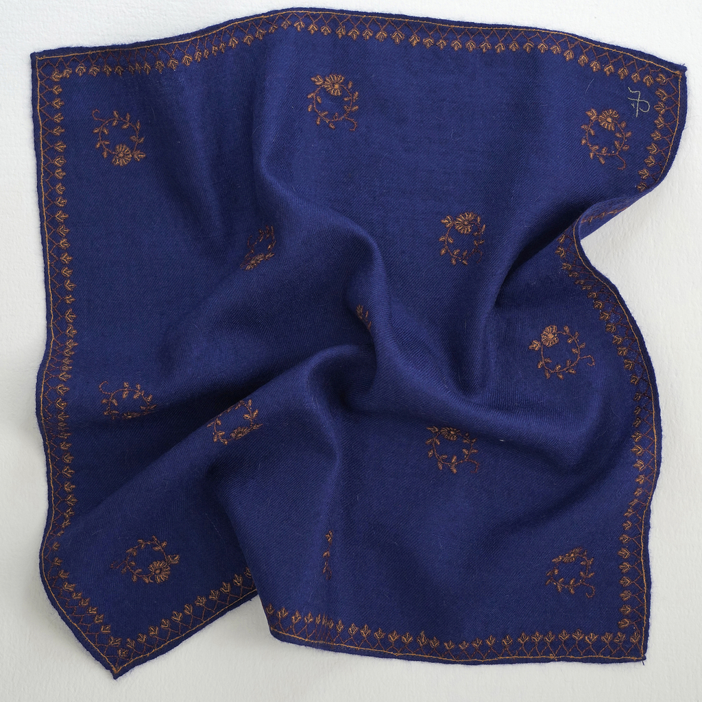 Hand Embroidered Pashmina Pocket Square | Kashmir Loom