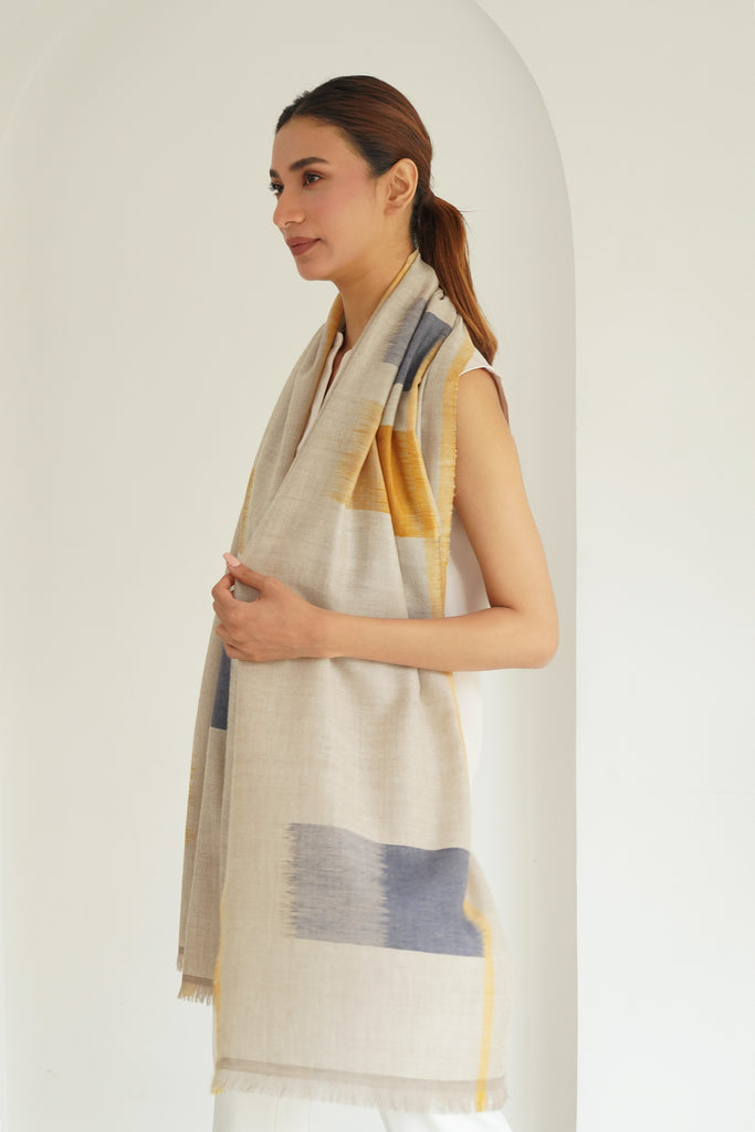 Handwoven Cashmere Ikat Stole | Kashmir Loom