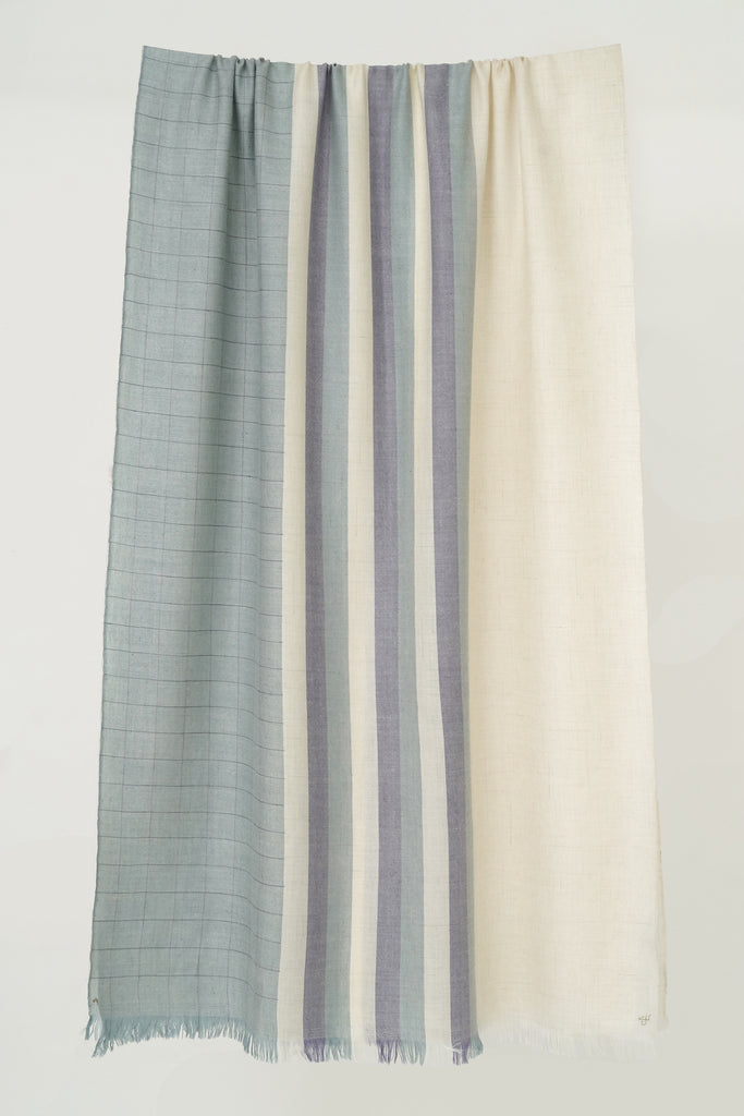 Handwoven Cashmere Check Stole | Kashmir Loom